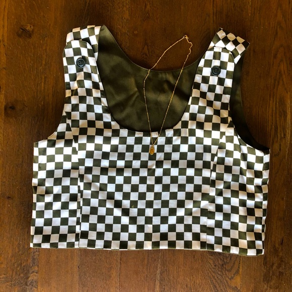 Tops | Reversible Checkered Crop Tank | Poshmark